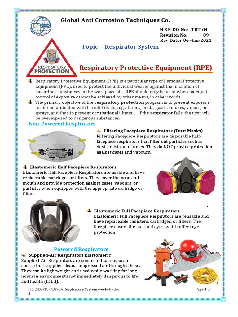 10 TBT 04 Respiratory System | PDF | Personal Protective Equipment ...