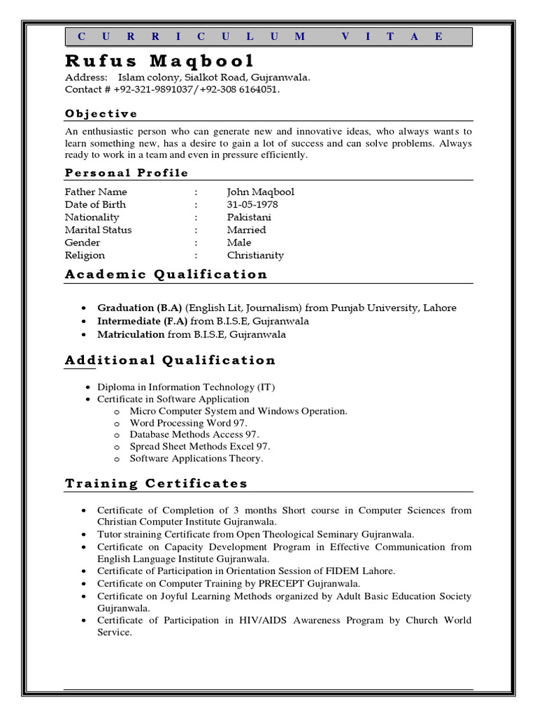 CV Rufus Maqbool Updated | PDF | Computing