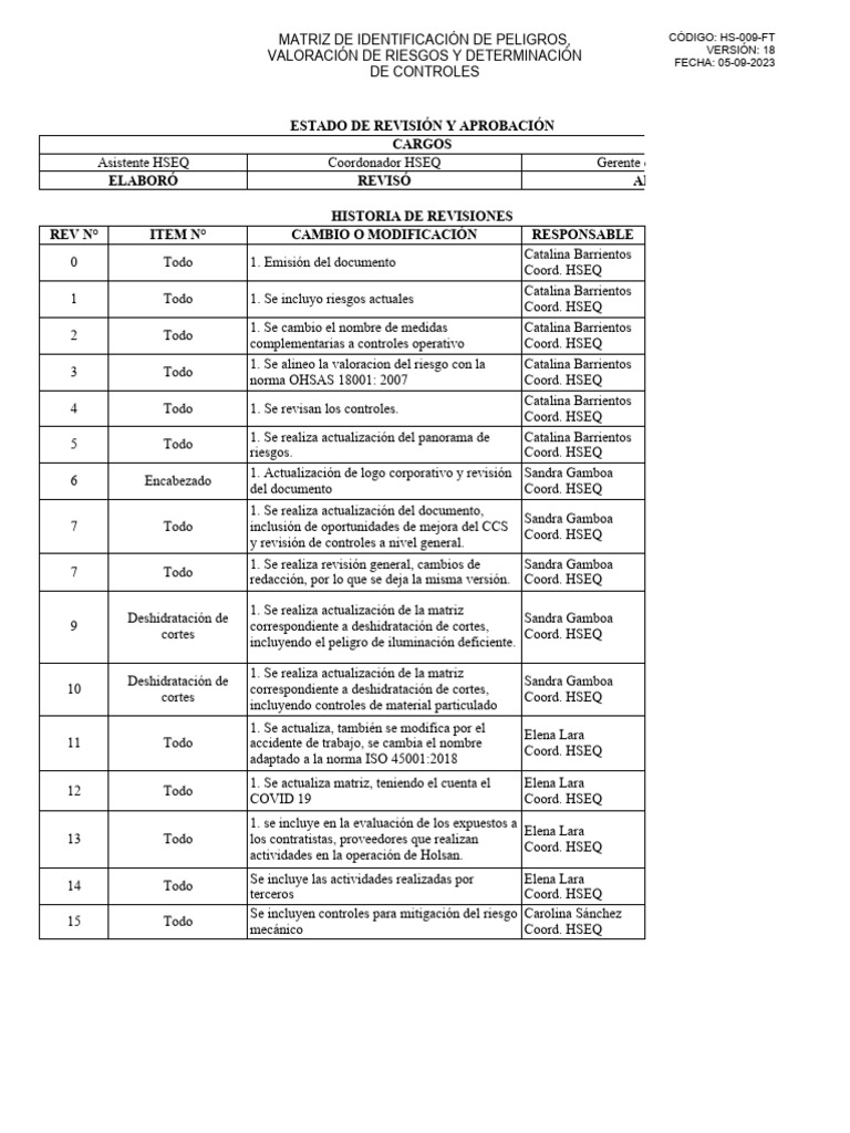 HS-009-FT Matriz de Iden. y Valor. de Riesgos HOLSAN V18 | PDF | Tecnología