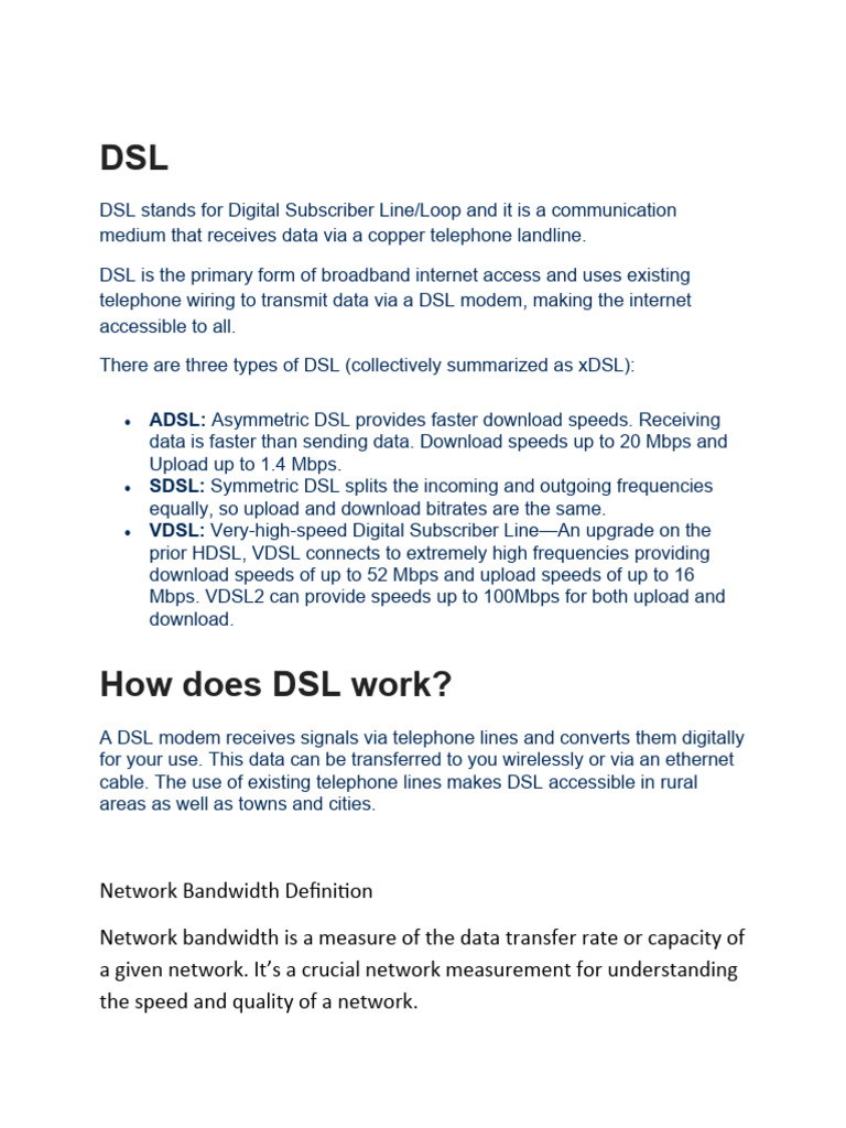 DSL Basics for Internet Users | PDF | Computers