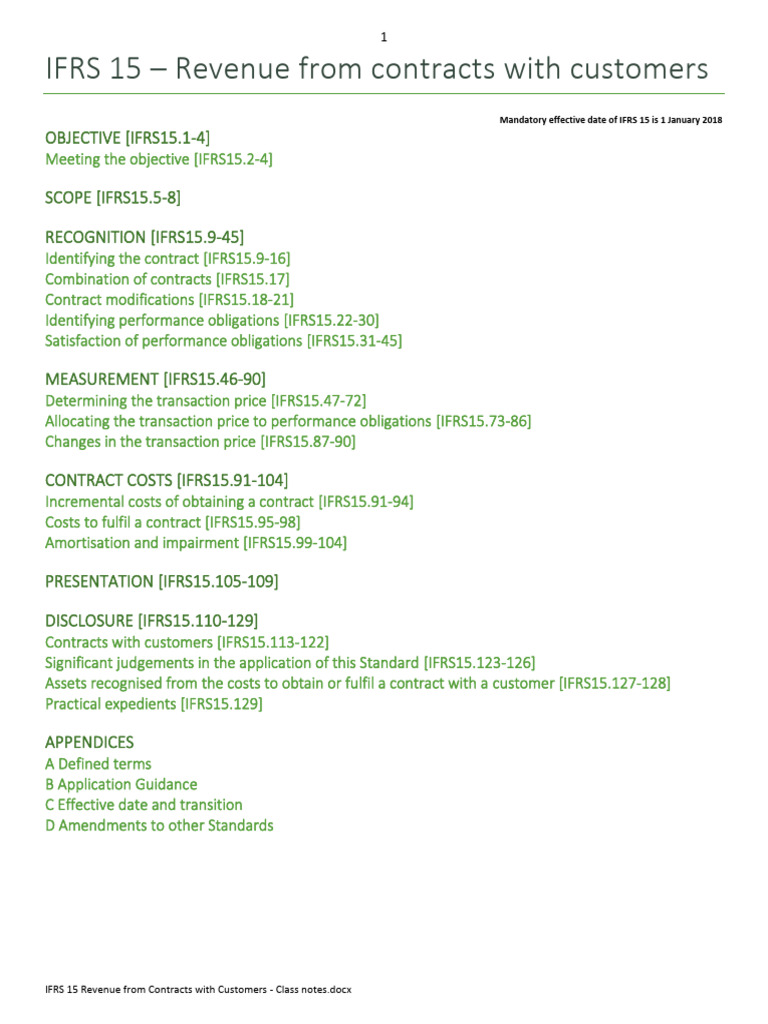 IFRS 15 Revenue from Contracts with Customers - Notes | PDF