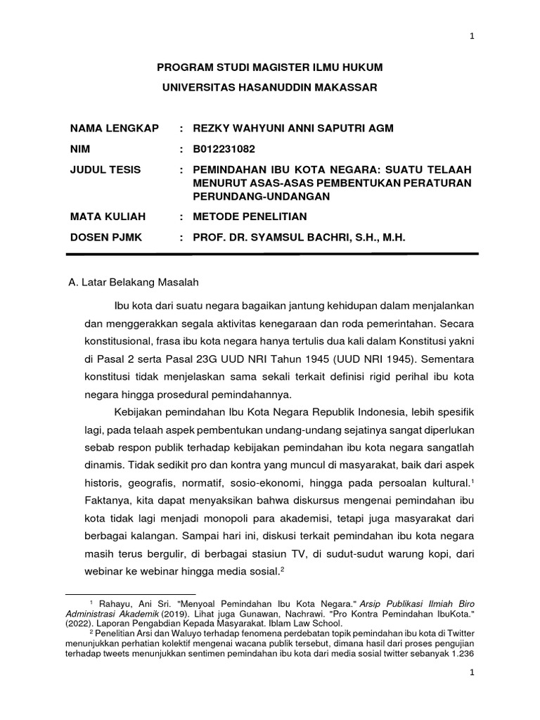 Rezky Wahyuni B012231082 Latar Belakang Masalah Metode Penelitian | PDF