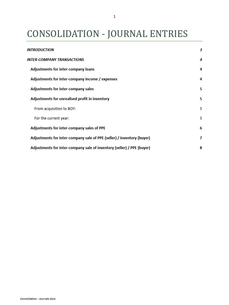 Pro Forma Consolidation Journal Entries | PDF | Business
