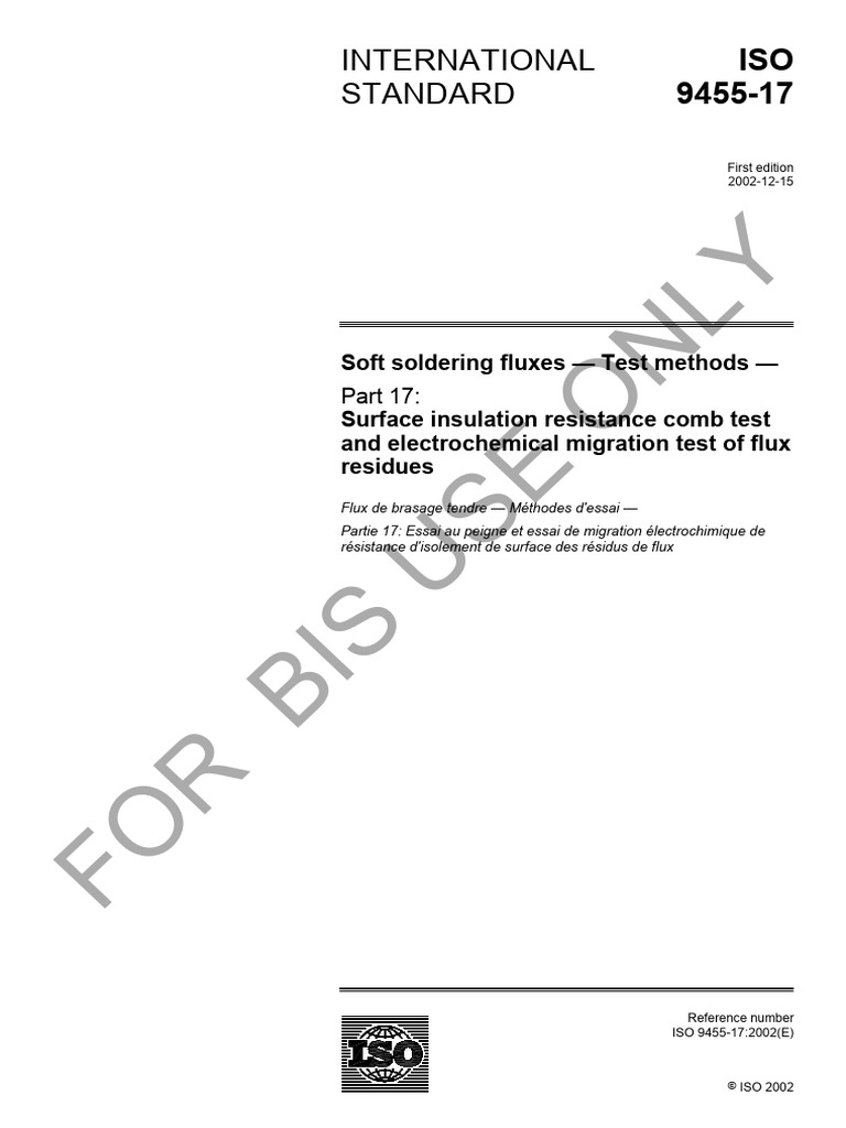 ISO 9455-17 2002 Ed.1 - Id.32830 Publication PDF (En) | PDF | Soldering | Solder