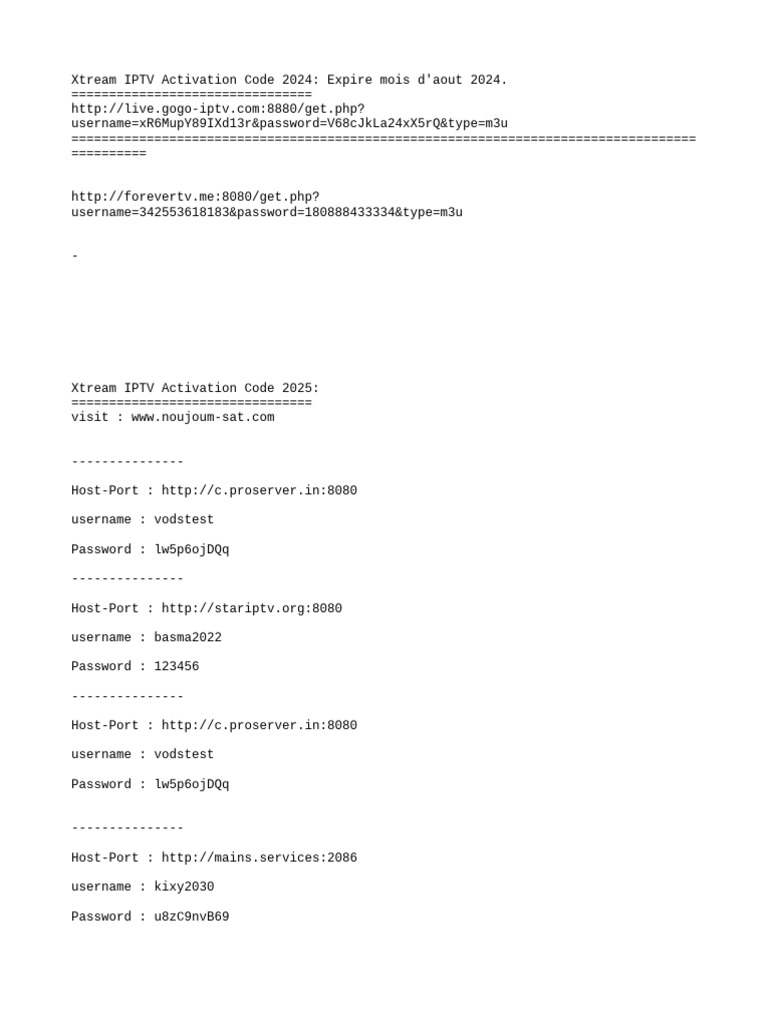 Xtream IPTV Activation Code 2025 | PDF