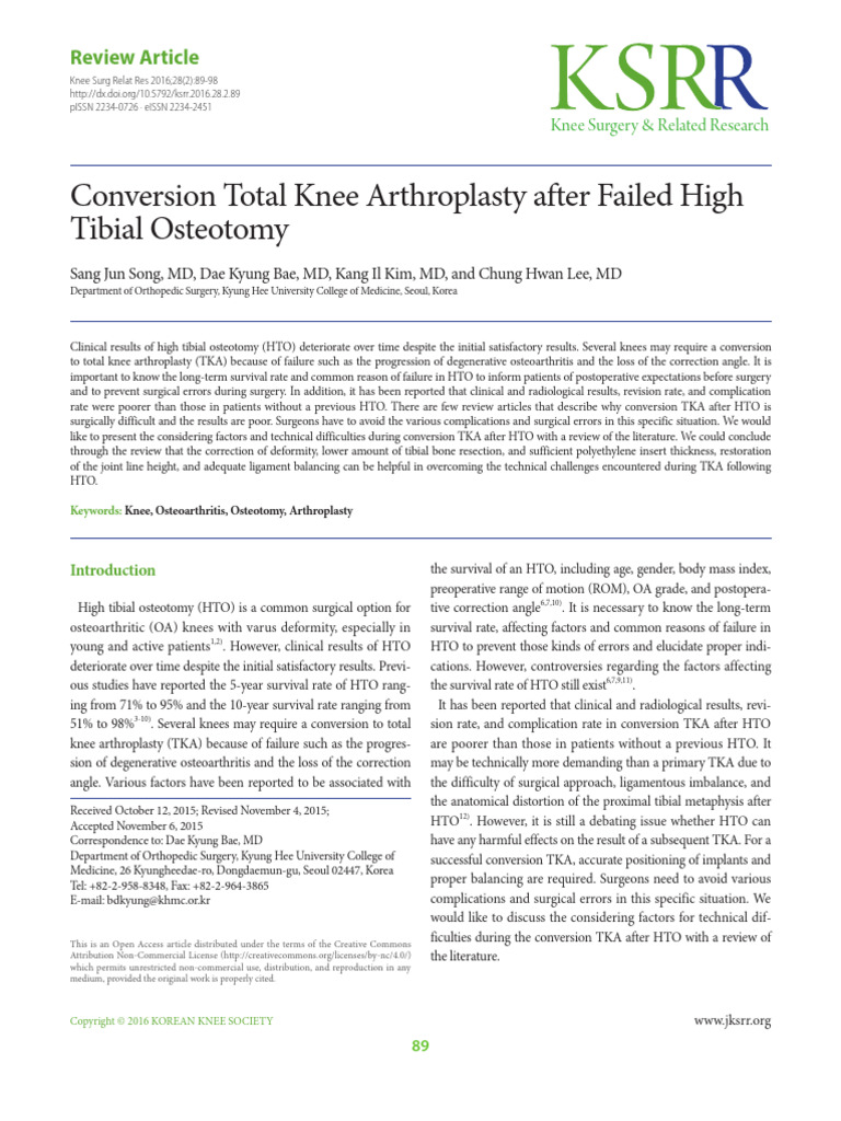 TKR Post Failed HTO | PDF