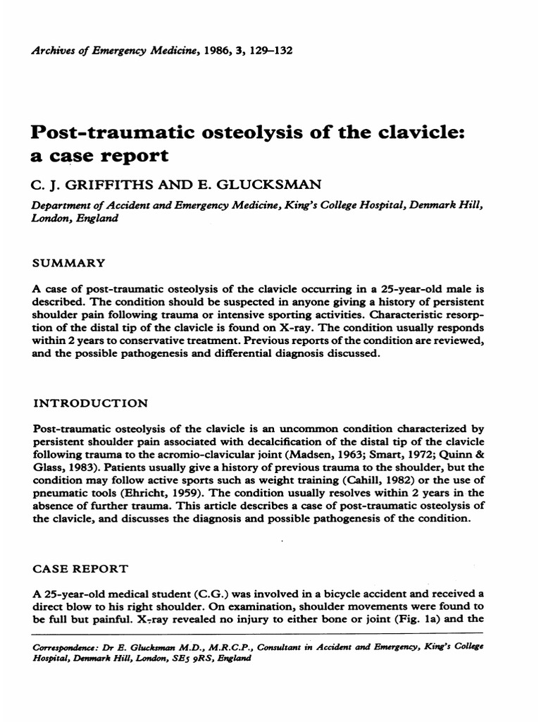 Clavicle Osteolysis in Athletes | PDF | Shoulder | Injury