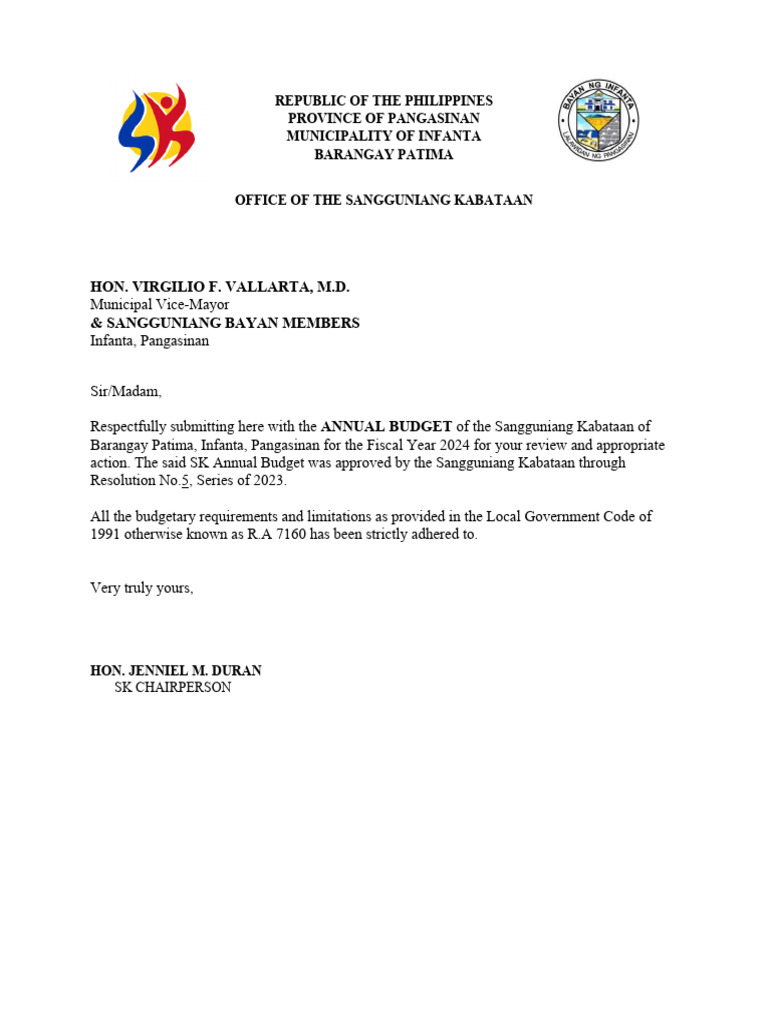 SK Patima Transmittal Letter | PDF | Finance & Money Management