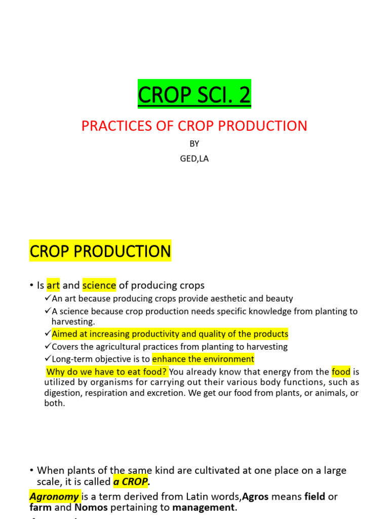 CROP-SCI-2-ppt.sept-18-222023-1 | PDF | Agriculture | Crops