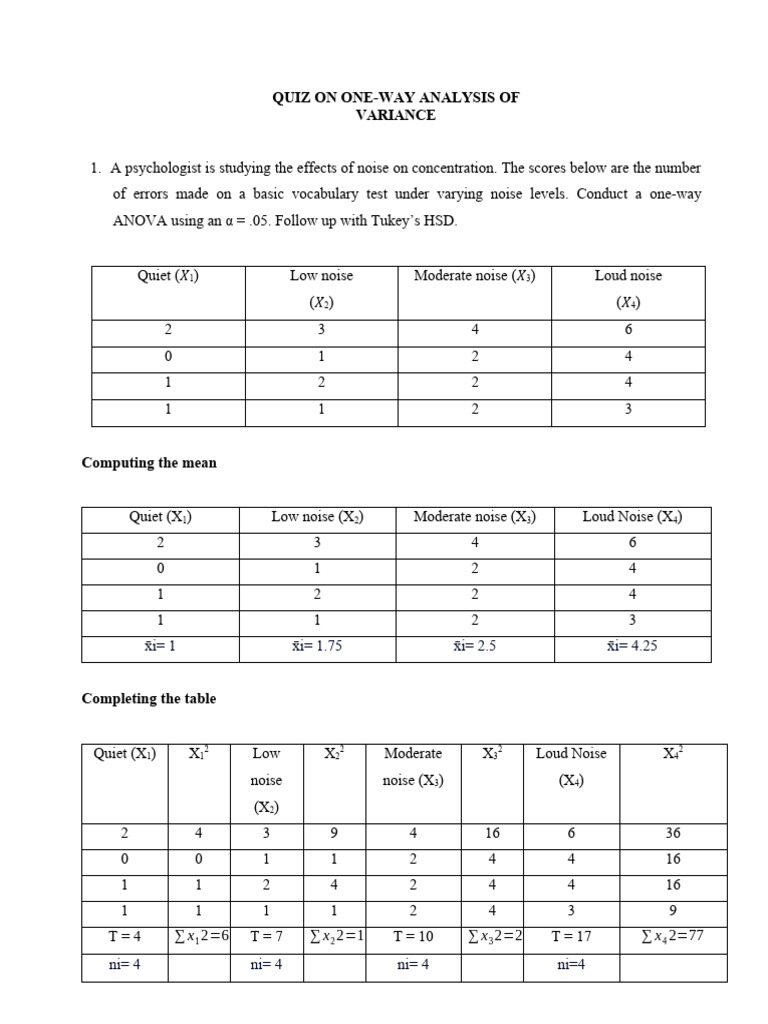 09 Quiz 1 | PDF | Analysis Of Variance | Scientific Method