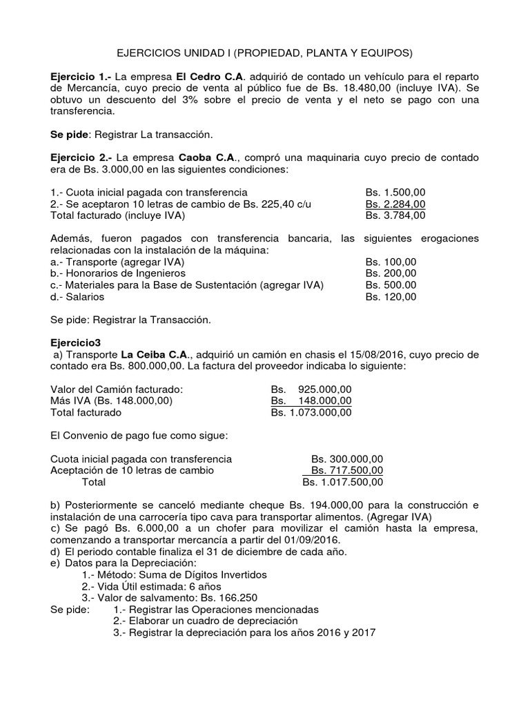 Guía I Ejercicios PPE | PDF | Depreciación | Contabilidad