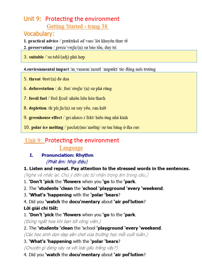 Unit 9.protect the environment | PDF