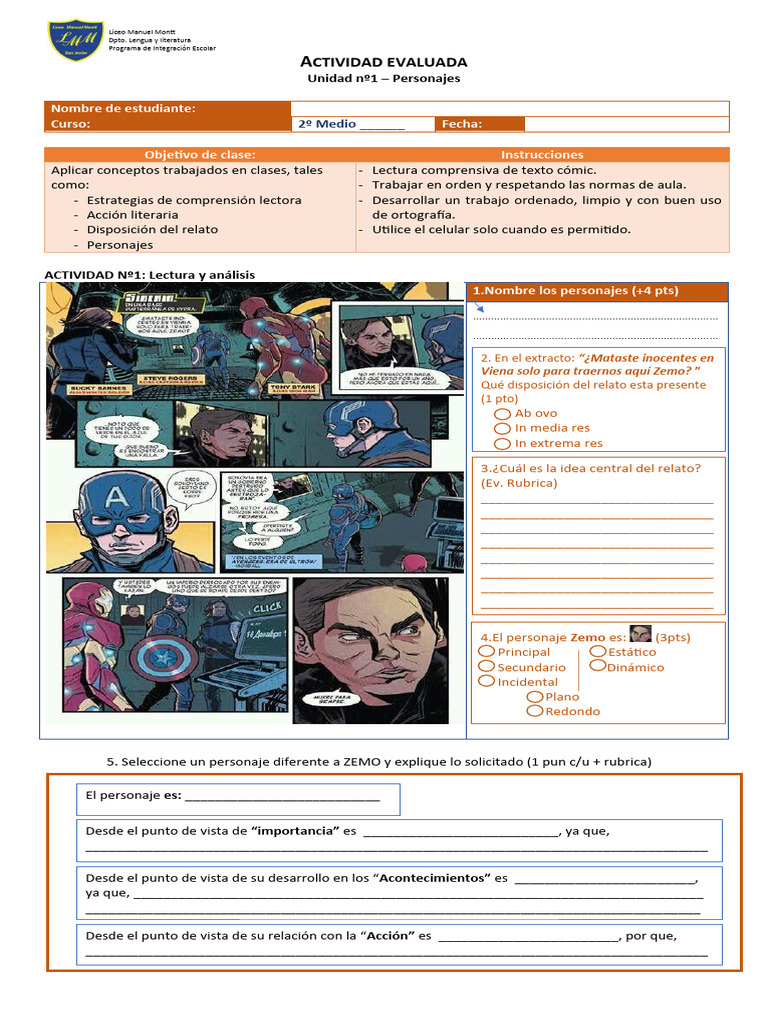 Evaluación de Comprensión Lectora | PDF | Comprensión lectora ...