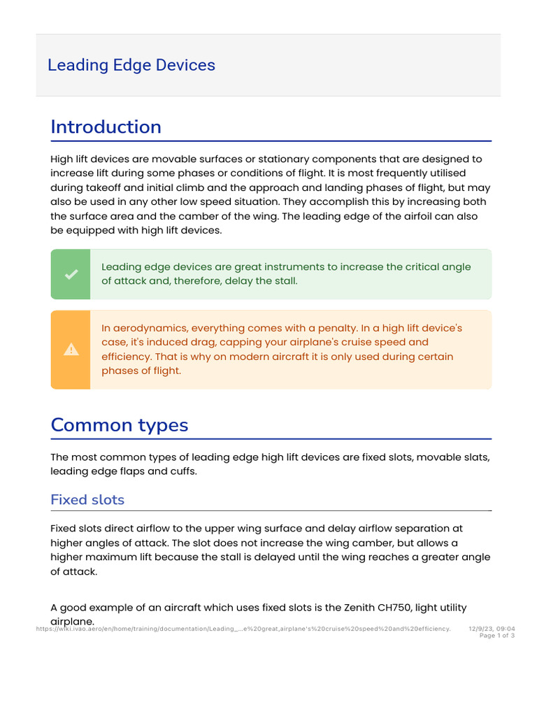 Leading Edge Devices - IVAO Documentation Library | PDF | Flap ...