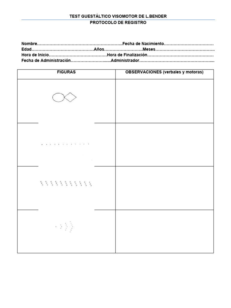 Protocolo Bender Según Koppitz | PDF