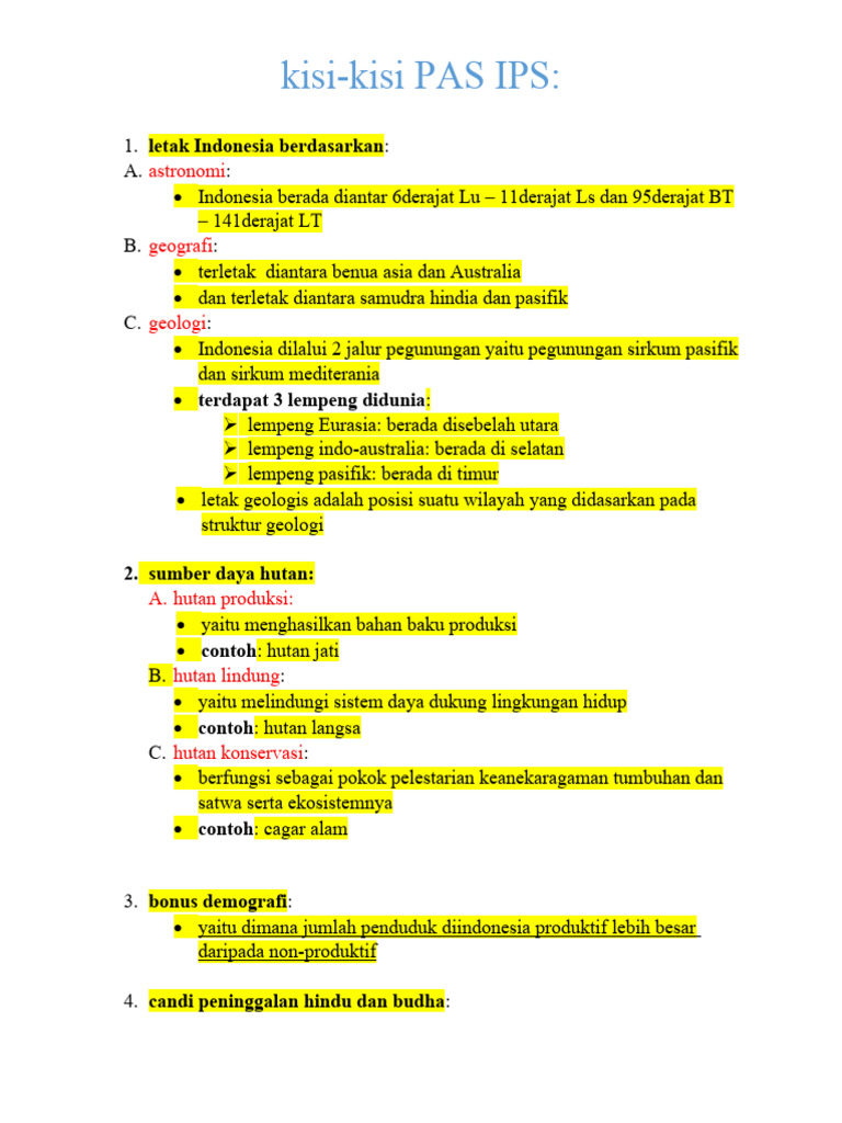 Kisi-Kisi PAS Ips | PDF