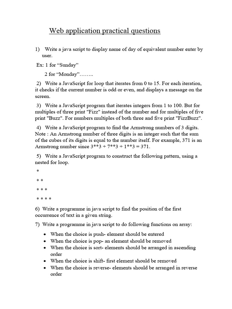 Web Application Practical Questions | PDF | Teaching Methods ...