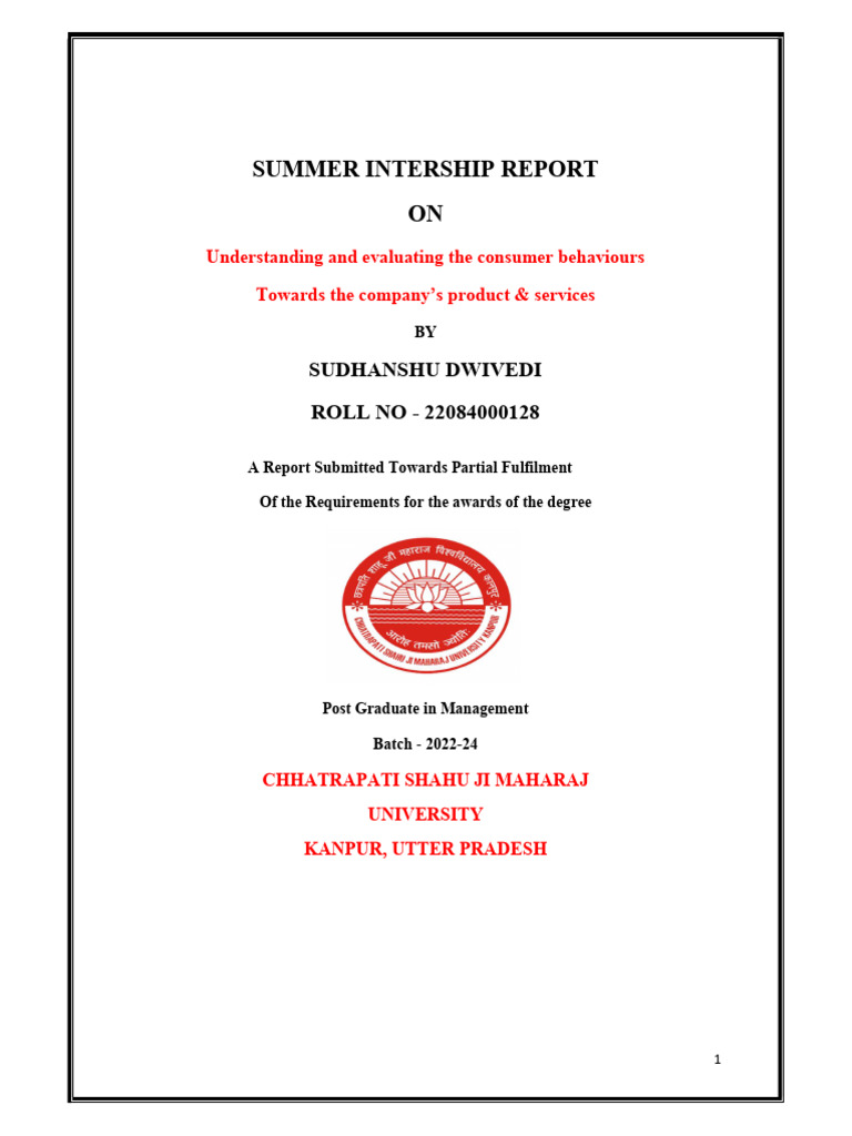 Internship Report Final Year | PDF