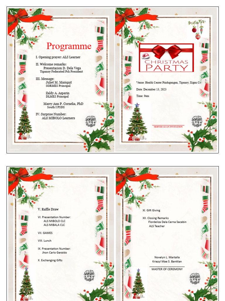 Christmas Party Program 2023 | PDF