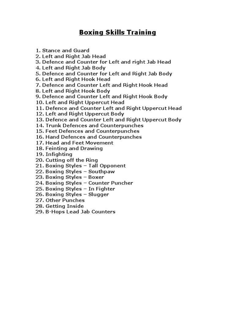 Boxing Skills Training | PDF | Combat Sports | Sports