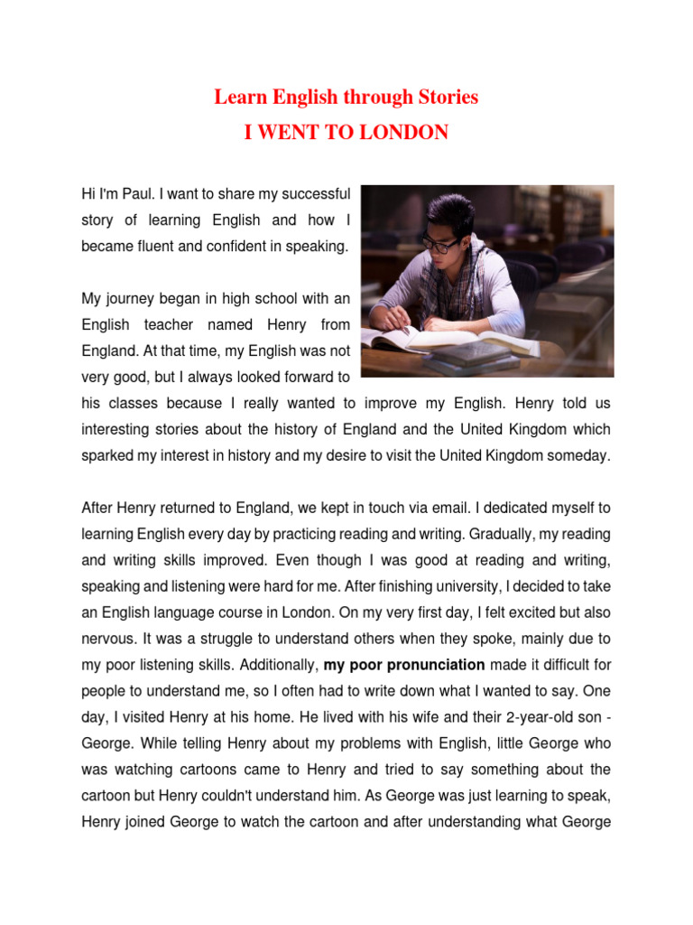 Learn English Through Stories - I WENT TO LONDON | PDF | English ...