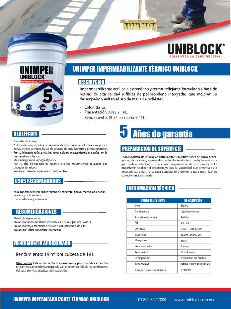 Unimper Uniblock: Impermeabilizante Térmico | PDF | Viscosidad | Química