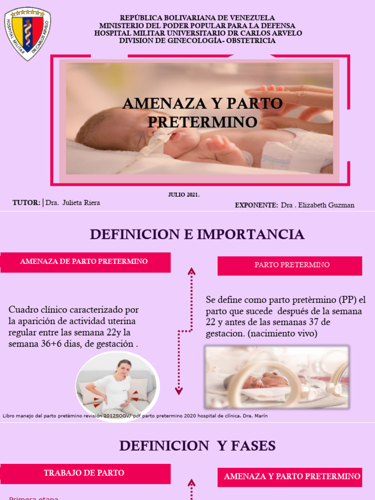Amenaza y Parto Pretérmino | PDF | Parto | Parto prematuro