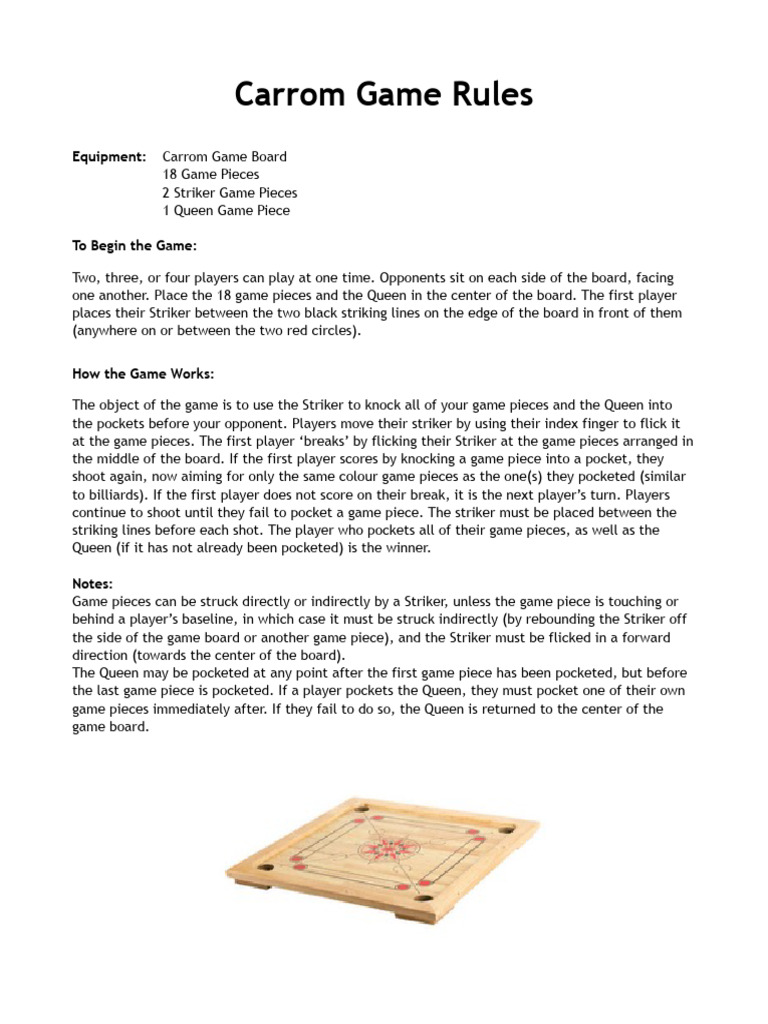 Carrom Game Rules | PDF
