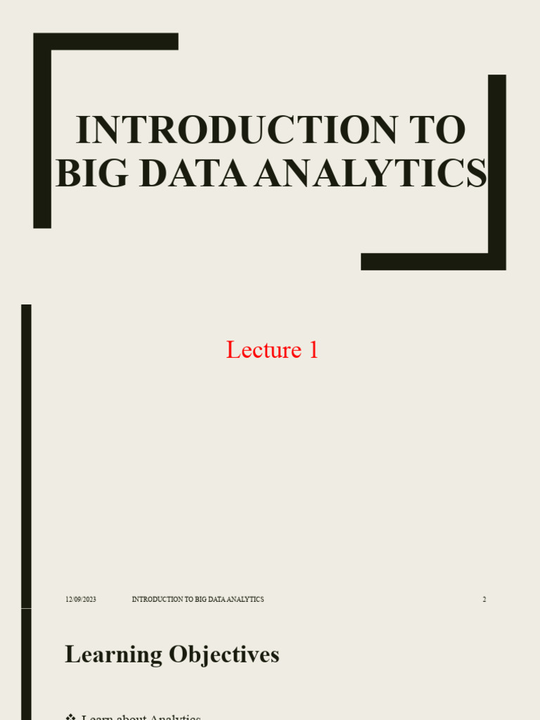 Introduction To Big Data Analytics | PDF