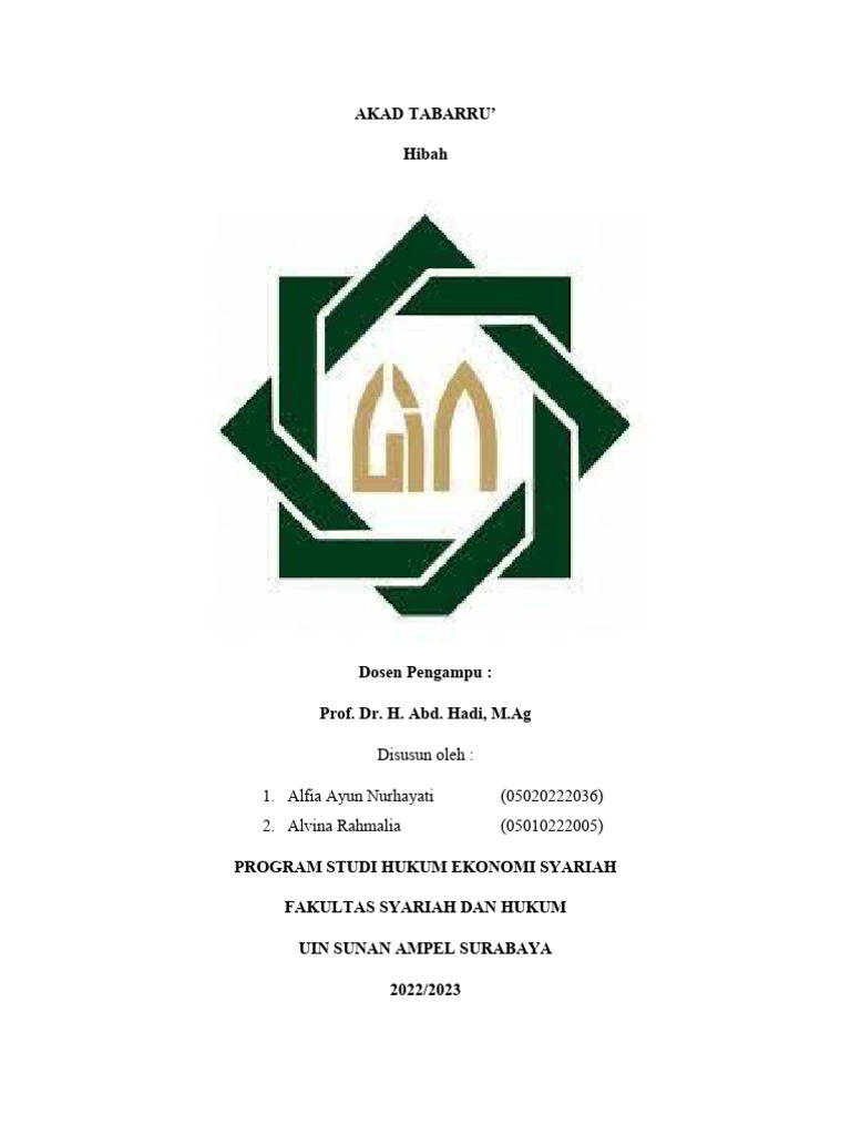 Kel.13 - Hibah (Akad Tabarru') | PDF | Bisnis | Ilmu Sosial