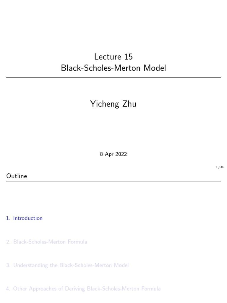 Black-Scholes-Merton Model Explained | PDF | Black–Scholes Model ...