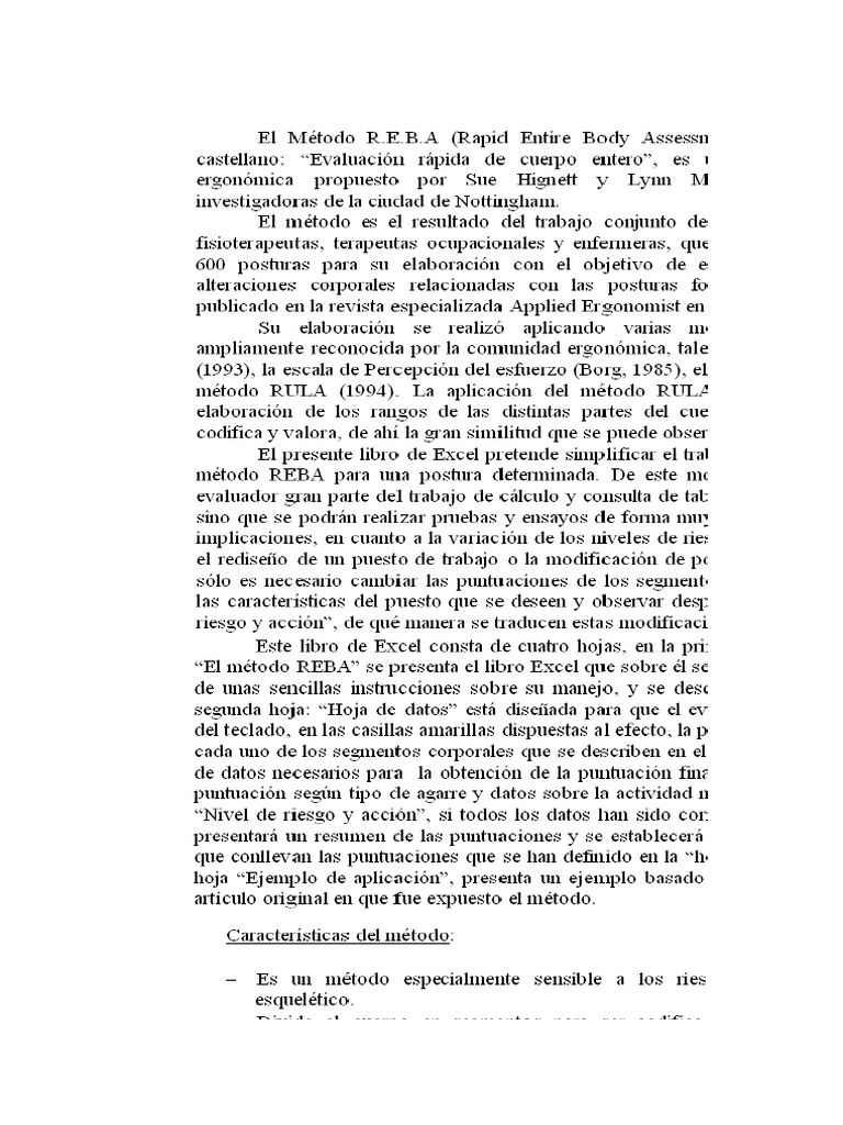 67107-Excel MÉTODO REBA | PDF