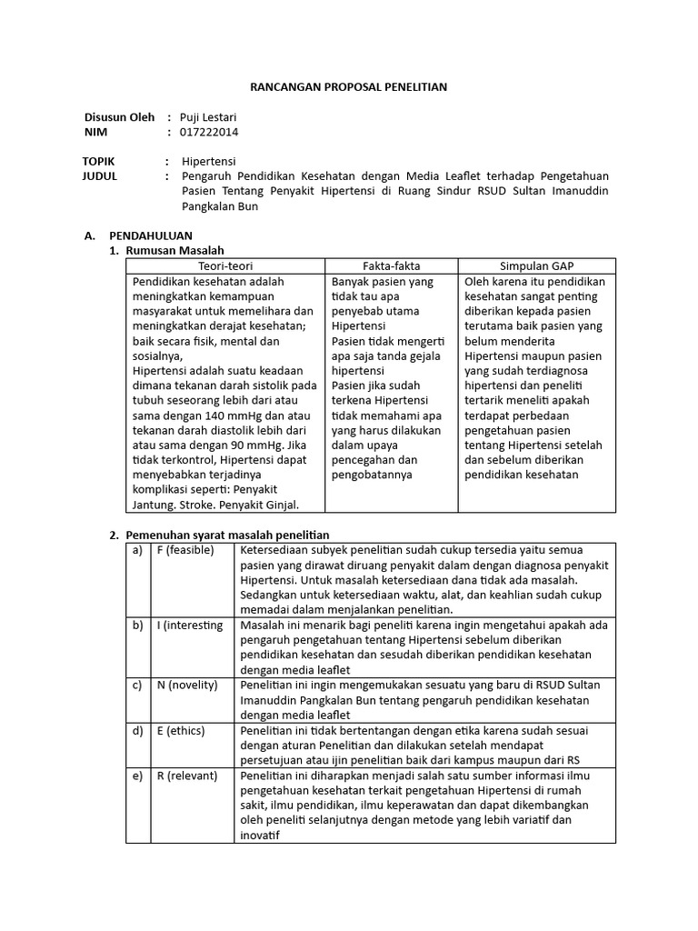 Rancangan Proposal Penelitian Puji Lestari | PDF