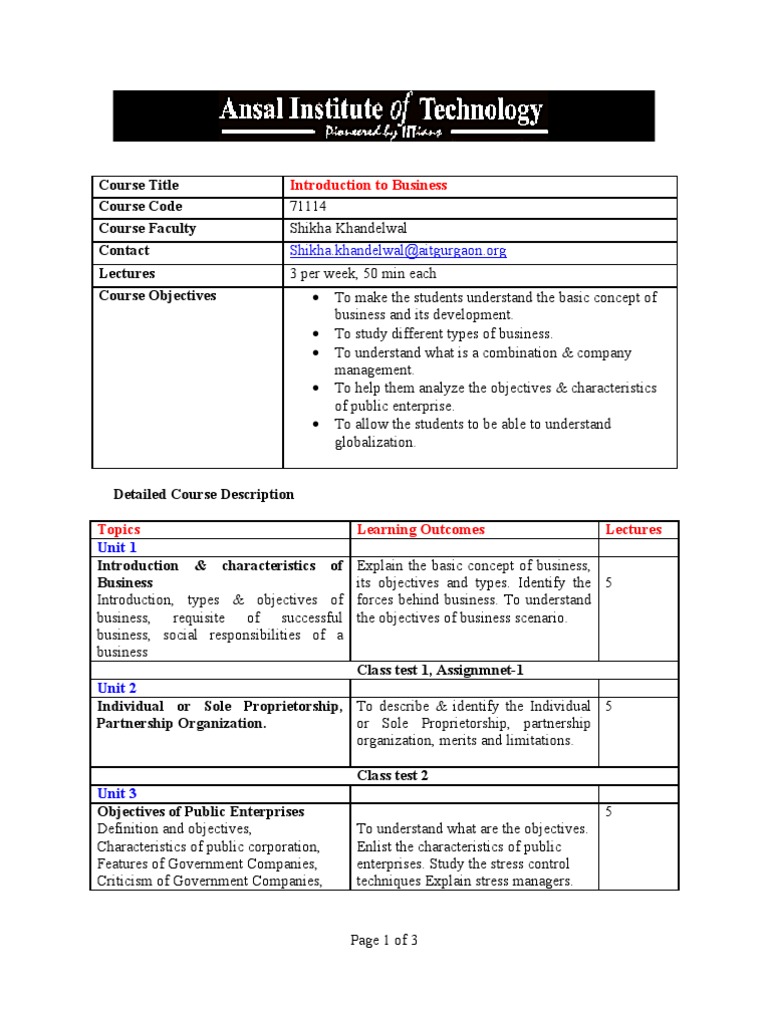 Introduction to Business Course Overview | PDF | World Trade ...