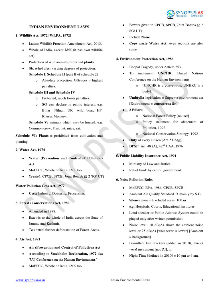 Indian Environmental Laws | PDF | Environmental Law | Environmental ...
