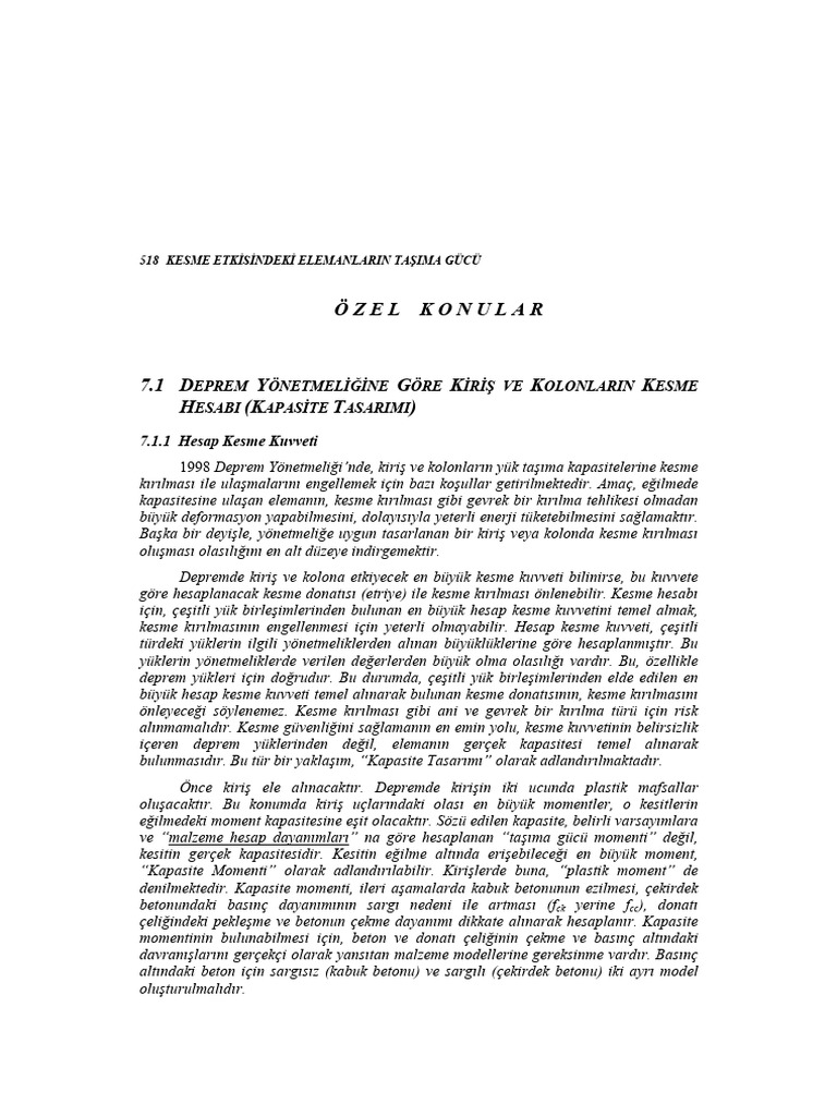 Ki̇ri̇ş Ve Kolonlarin Kesme Tasarimi (Kapasite Tasarimi) | PDF