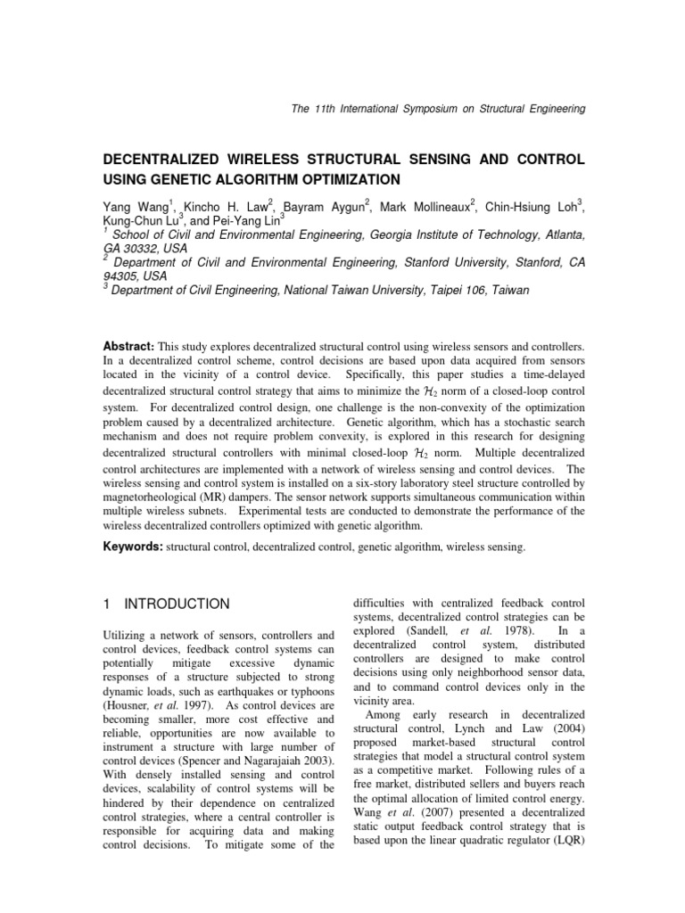 DECENTRALIZED WIRELESS STRUCTURAL SENSING AND CONTROL Bayram Aygün ... DECENTRALIZED WIRELESS STRUCTURAL SENSING AND CONTROL Bayram Aygün ...