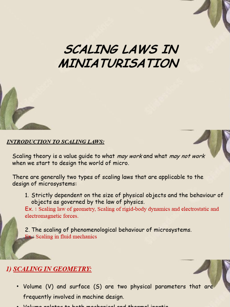 Scaling Laws in Miniaturization | PDF | Force | Electrostatics
