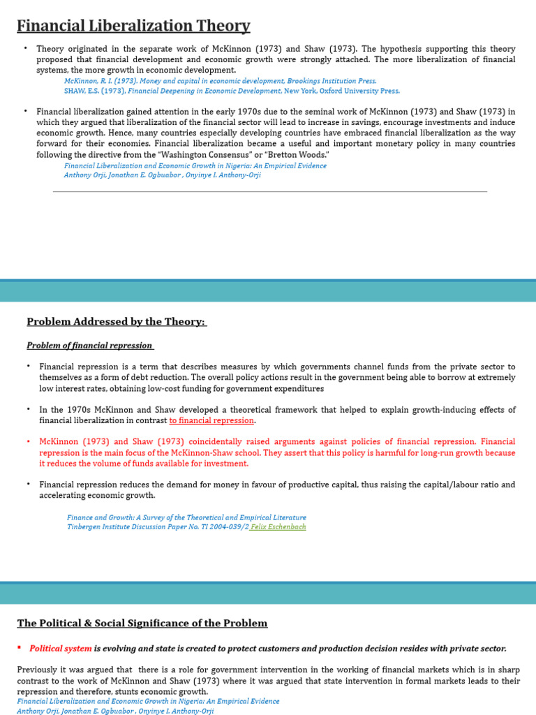 Financial Liberalization Theory | PDF | Economic Growth | Market ...