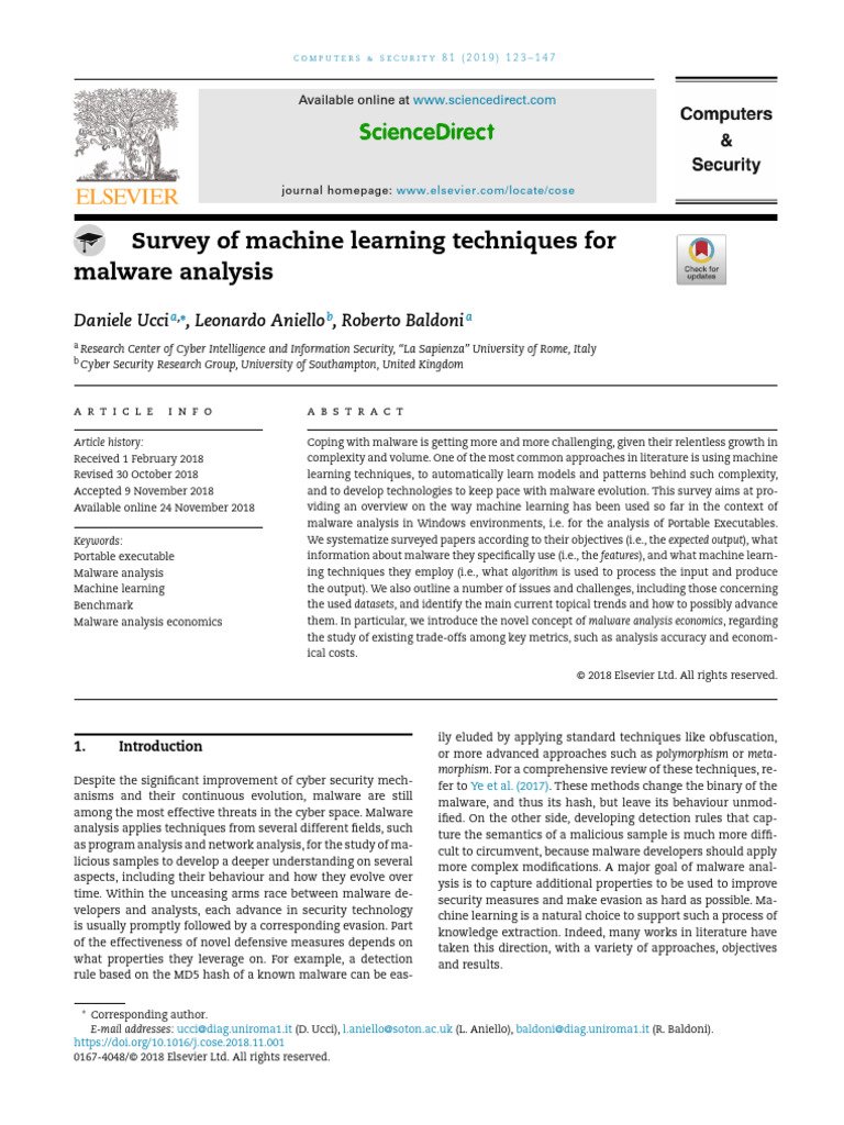 19 Survey Of Machine Learning Techniques For Malware Analysis Pdf Malware Machine Learning