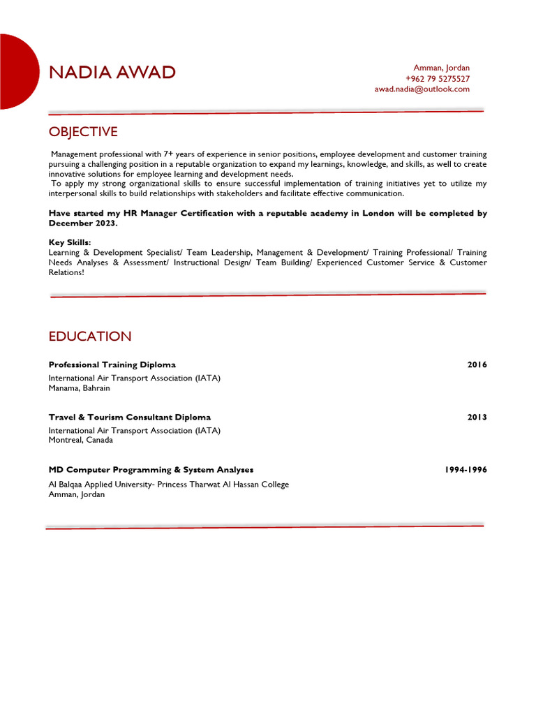 Nadia Awad - CV | PDF | Business