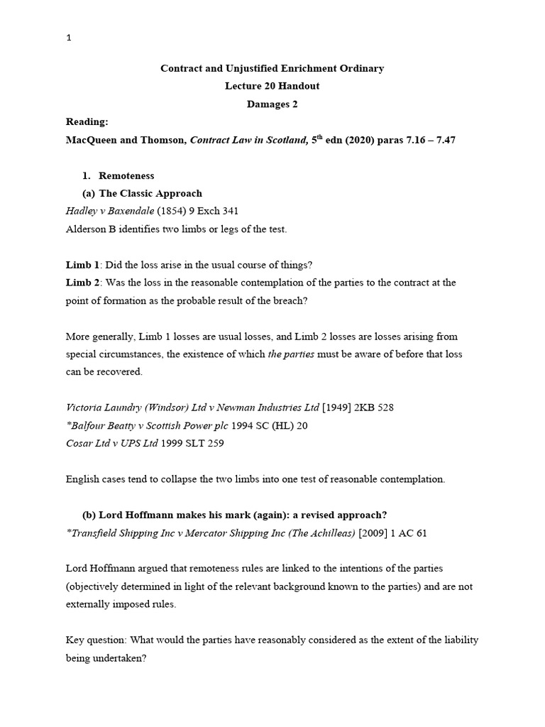 Damages 2 Handout - Tagged | PDF | Law