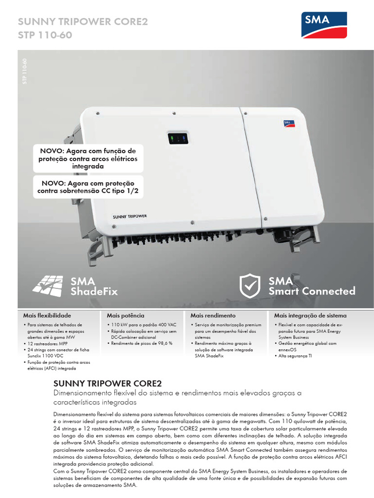 STP110 60 AFCI DS PT 20 | PDF | Potência (Física) | Eletricidade