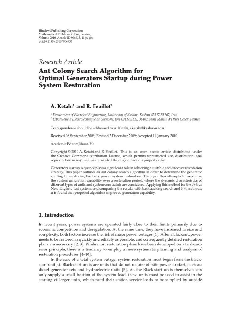 Ant Colony Search Algorithm For Generator Start Up Sequence Algorithm 7858