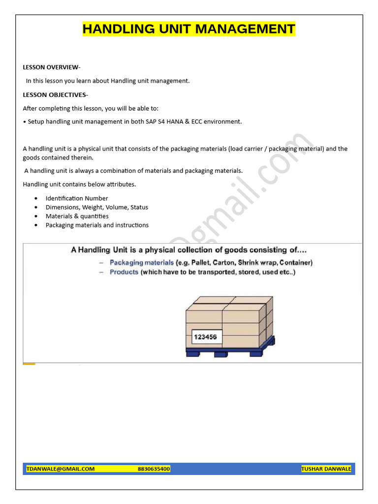 SAP Handling Unit Management Guide | PDF | Warehouse | Packaging And ...