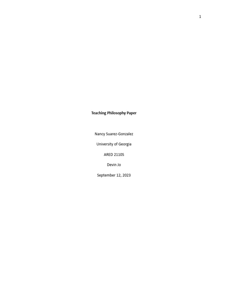 Teaching Philosophy Paper Nancy Suarez Gonzalez Pdf Teachers