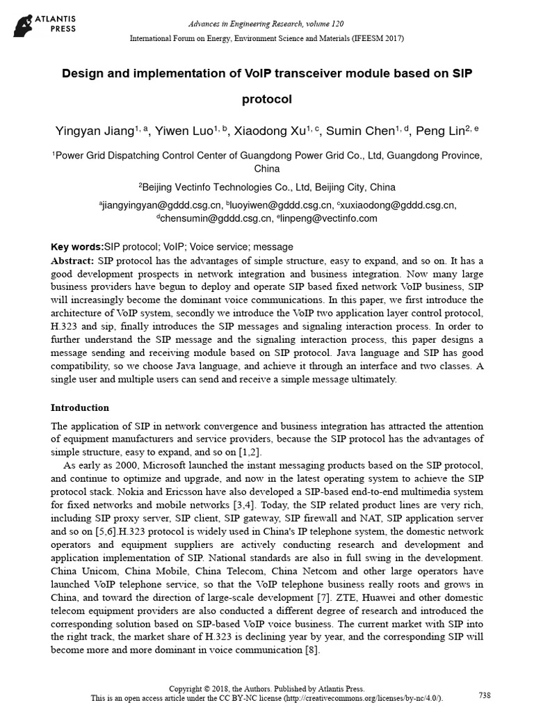 Design and Implementation of Voip Transceiver Module Based On Sip Protocol | PDF