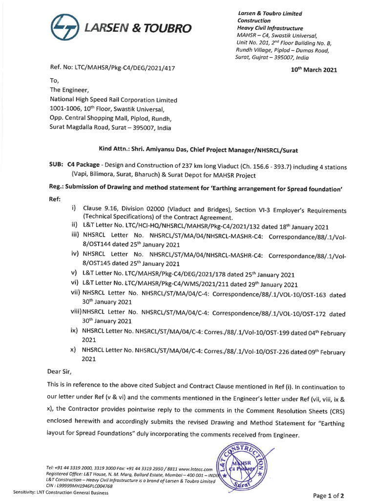417.Submission of Drawing and Method Statement for Earthing Arrangement ... 417.Submission of Drawing and Method Statement for Earthing Arrangement ...