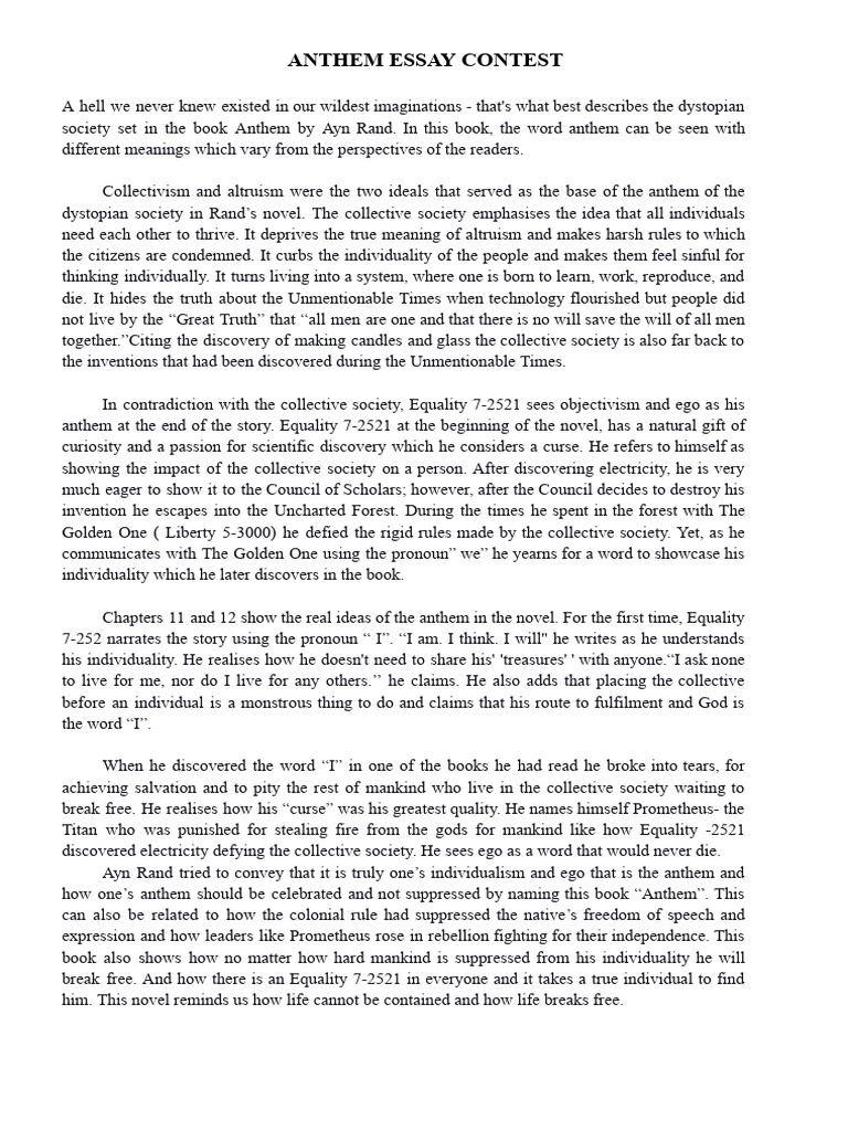 Anthem's Individualism Unveiled | PDF | Philosophy