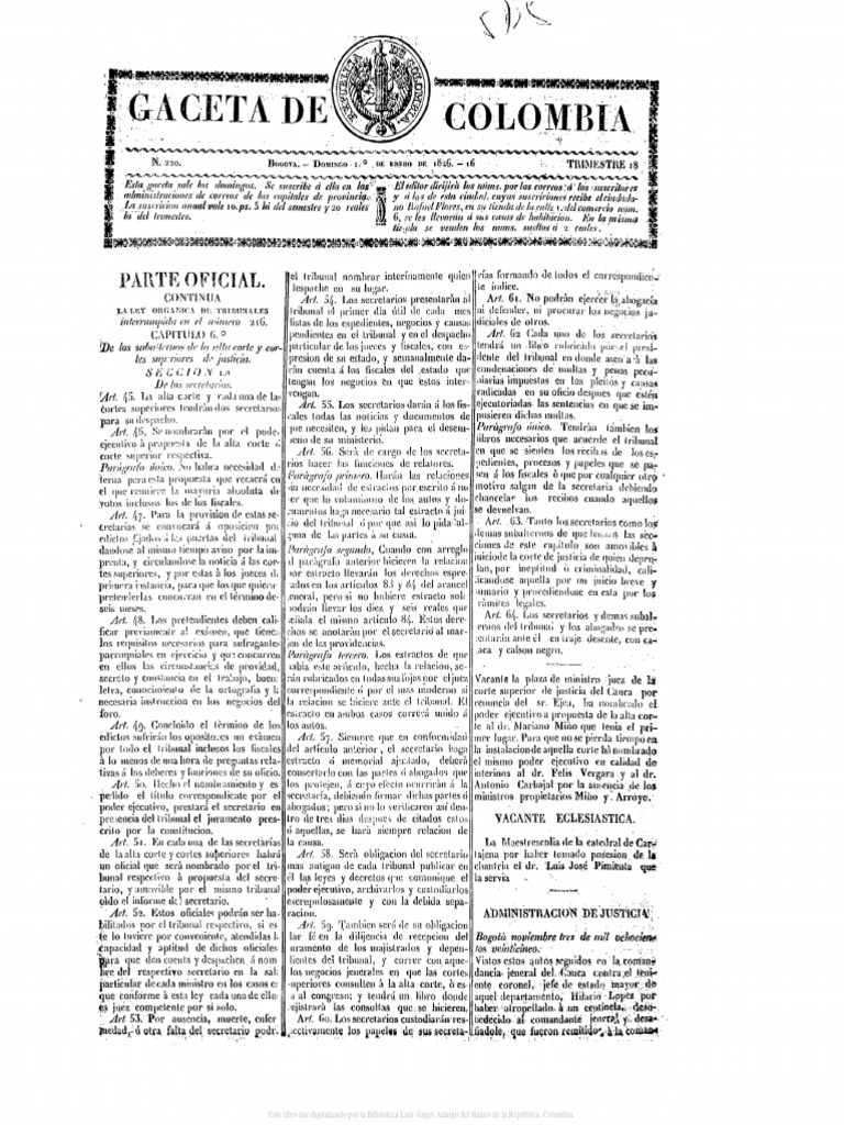 Gaceta de Colombia 1826 | PDF